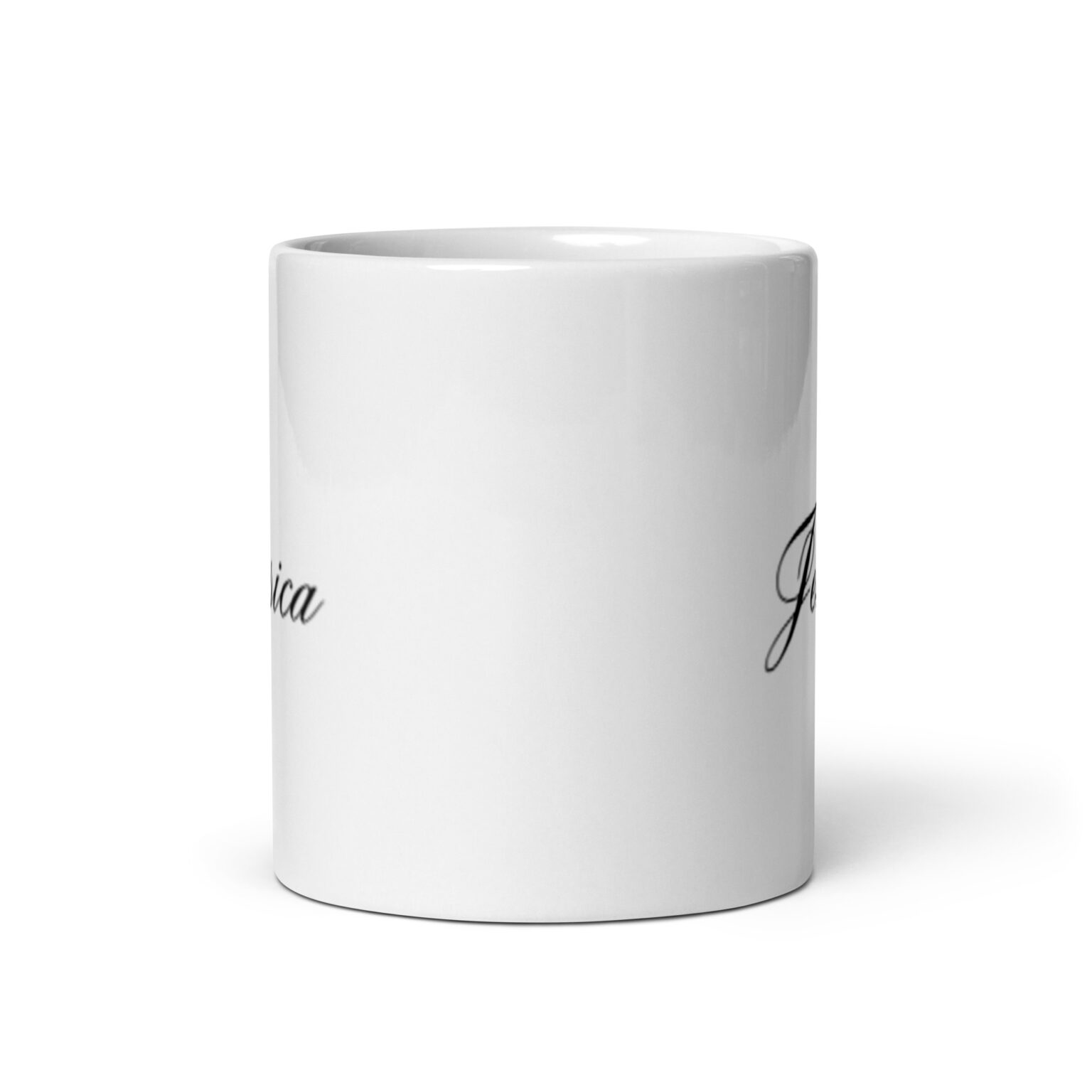 Personalized White Glossy Mug – Jessica – Script Font - lotzagoodstuf.com