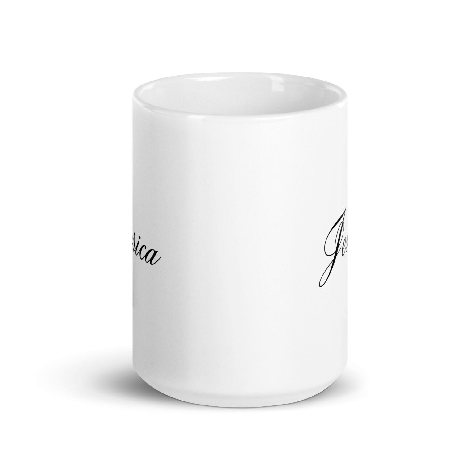 Personalized White Glossy Mug – Jessica – Script Font - lotzagoodstuf.com
