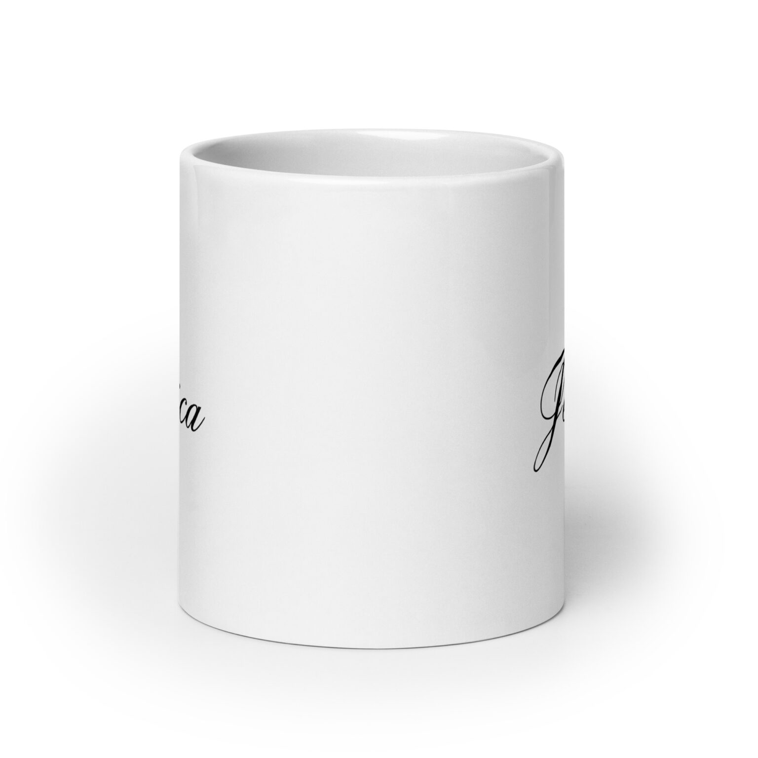 Personalized White Glossy Mug – Jessica – Script Font - lotzagoodstuf.com