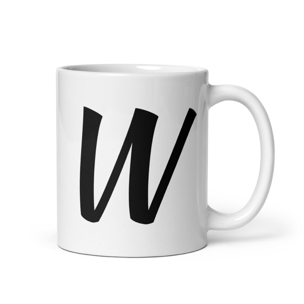 Personalized Letter W White glossy mug - lotzagoodstuf.com