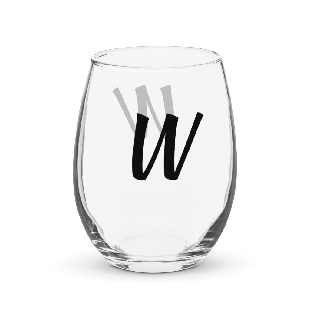 Personalized Letter W Stemless wine glass - lotzagoodstuf.com